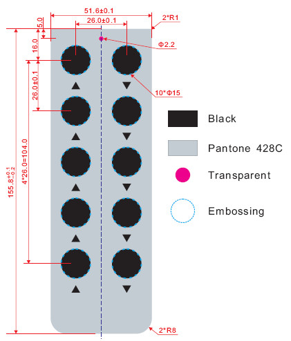 Thin Film 10 Button Membrane Switch Graphic Overlay For Mobile Phone